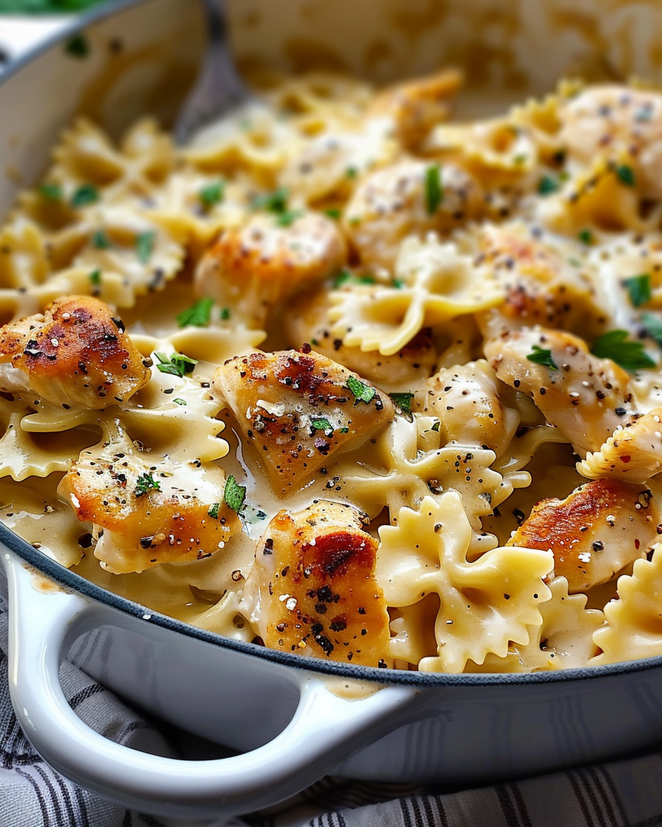 Mozzarella Garlic Butter Chicken Bowties in Cheesy Cream - Cook Yummy ...