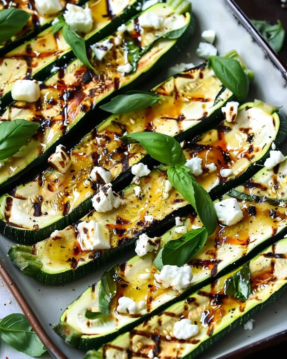 Grilled Zucchini with Goat Cheese, Basil, and Honey