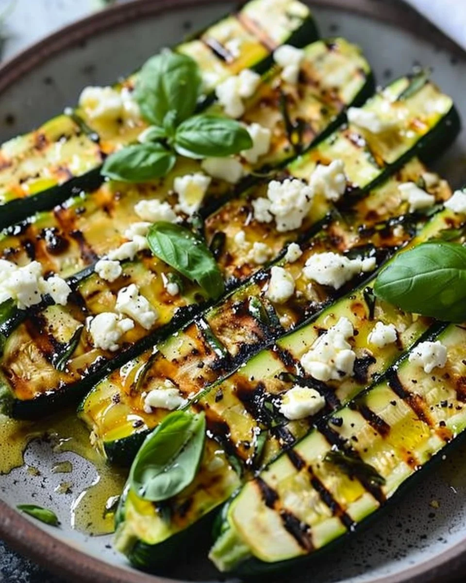 Grilled Zucchini with Goat Cheese, Basil, and Honey